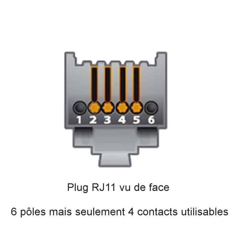 Connecteur mâle RJ11 (câble plat)